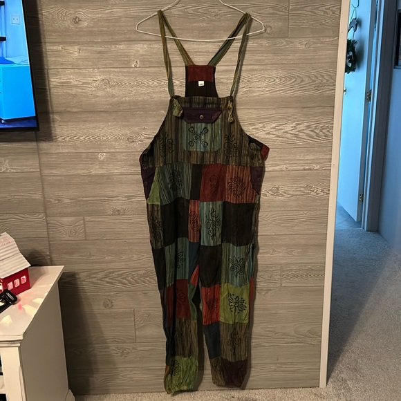 Pants & Jumpsuits | Patchwork Overalls Size Medium Funky Artsy | Poshmark